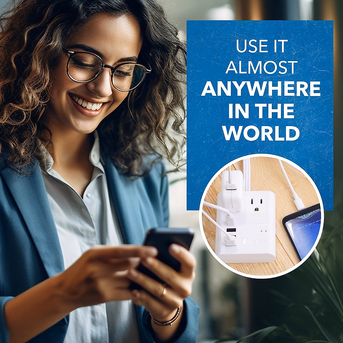 OREI World Travel Plug Adapter M8 Max, 3 USB + Pd 18W USB-C Input - 2 USA Outlets - Attachments for Europe, Asia, China, Japan, Africa - Perfect for Cell Phones, Tablets, Cameras and More