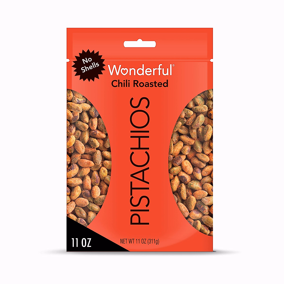 Wonderful Pistachios No Shells, Chili Roasted Nuts, 11 Ounce Resealable Bag, Protein Snacks, Gluten Free College Snacks, Healthy Snacks for Adults