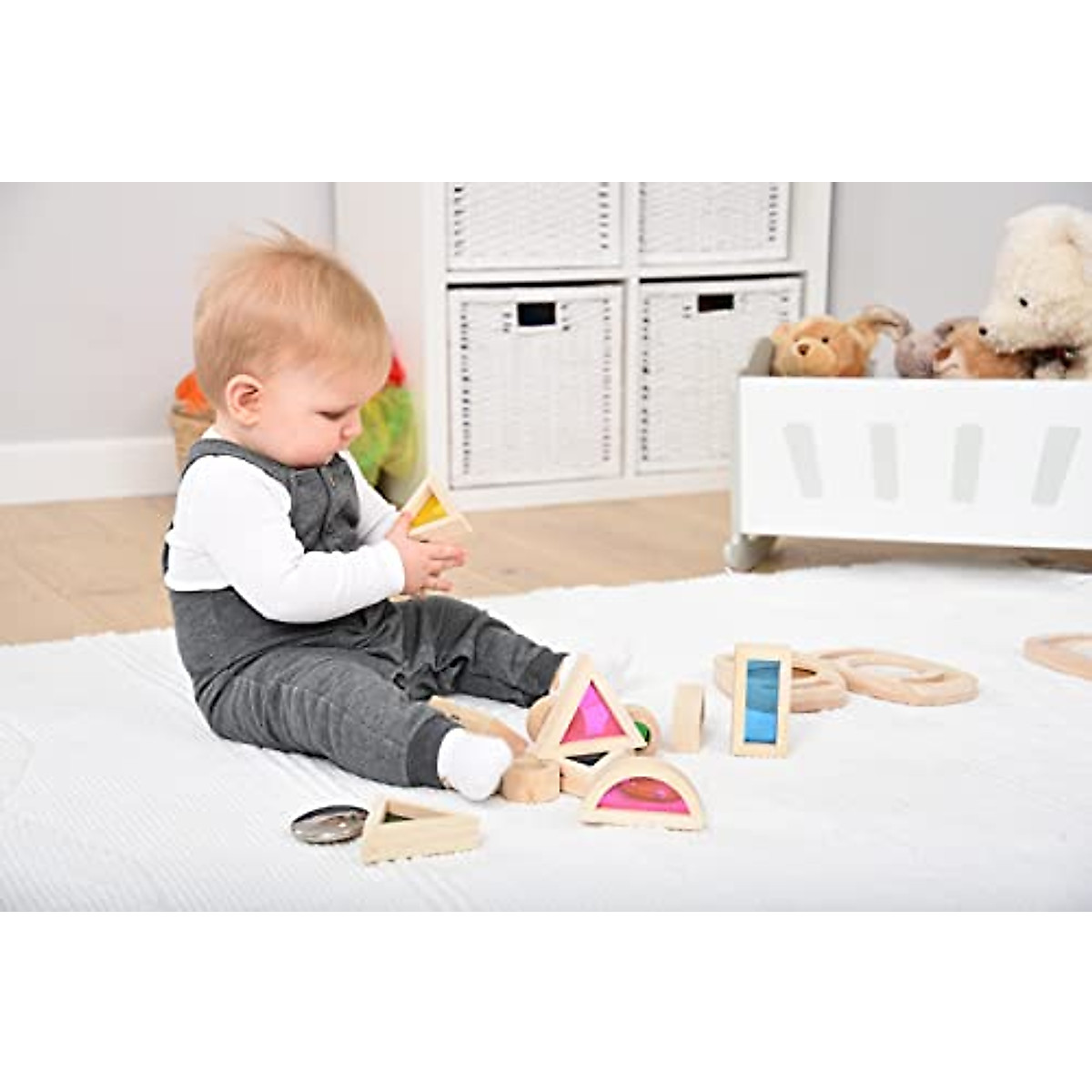 TickiT Rainbow Blocks - Set of 24 - Sensory Blocks for Toddlers Aged 12M+ - Colorful Montessori Stacking Shapes - First Building Blocks