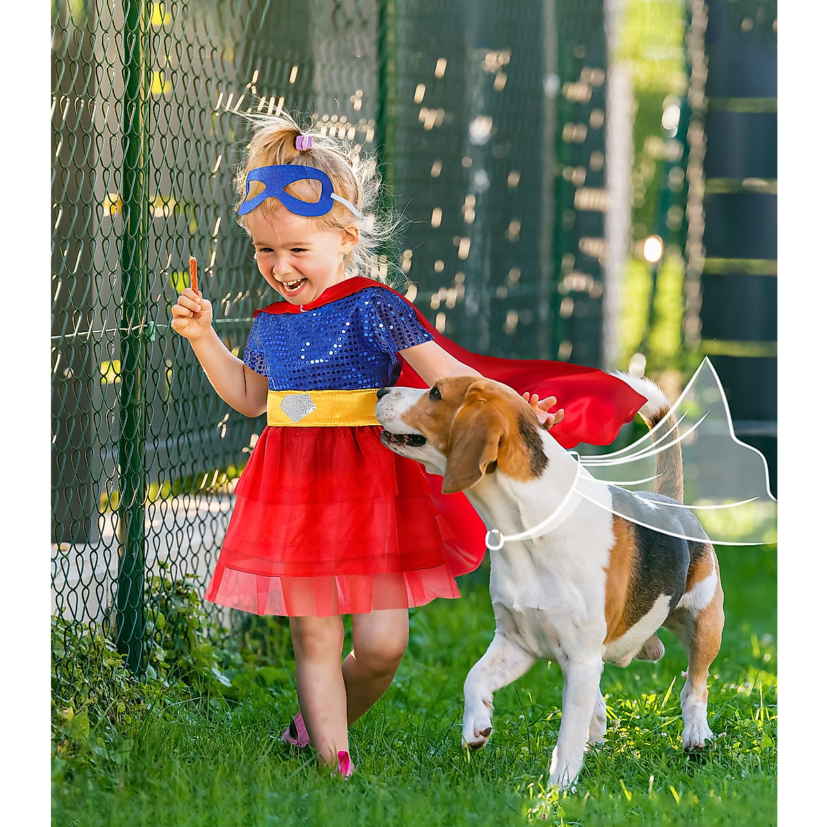 BIBUTY Kids Princess Dress Up Clothes for Little Girls, Pretend Play & Dress Up Princess Costume Set with ith 4 Set of Supergirl Costume with Capes and Masks, Toys Gifts for 3-6 Toddler Little Girls