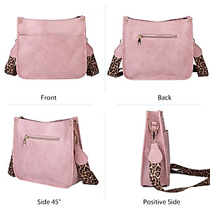 Tom Clovers Crossbody Bags for Women Vegan Leather Handbag Wallet Purse Adjustable Leopard Shoulder Strap