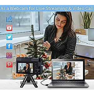 Saneen Digital Camera, 4K & 56MP Cameras for Photography, Small & Compact Vlogging Video Camera for Teens, Kids, Beginners, Equipped with 16X Digital Zoom, 32GB SD Card & 2 Rechargeable Batteries