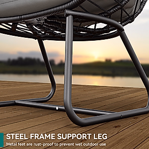 YITAHOME Egg Chair with Stand Outdoor Indoor Egg Lounge Chair Cushion Wicker Chair Rattan Chair Included for Patio, Garden, Backyard, Porch, Gray