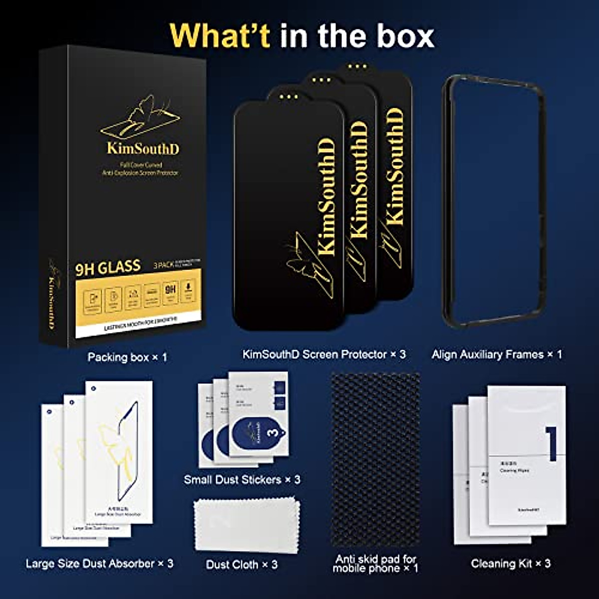 KimSouthD 3 Pack Shatterproof Tempered Glass Screen Protector iPhone 14 Pro Max 6.7 inch - Anti Fingerprint & 10X Anti Scratch, [Full Coverage Receiver Dust-proof], Easy to Install with No Bubbles.