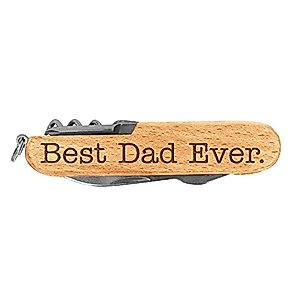 for Grandpa Best Dad Ever Laser Engraved Wood 8 Function Multitool Pocket Knife … (Dad)