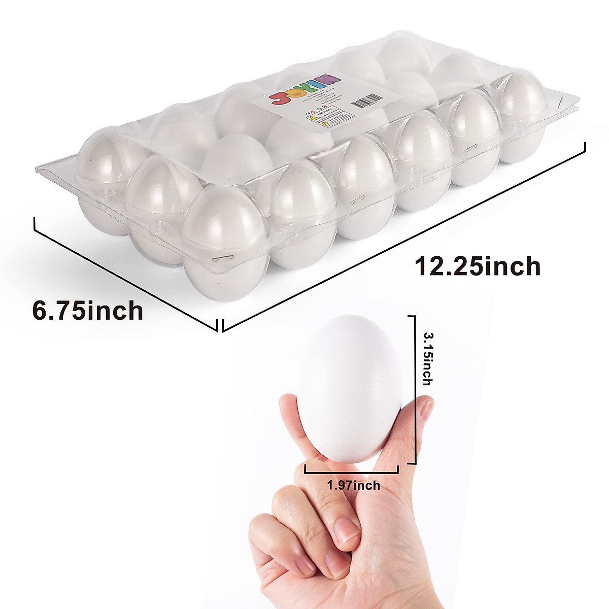 JOYIN 18 Pcs 3.15" Easter Wooden Eggs, Unpainted White Wooden Fake Eggs for Kids Easter DIY Paint Your Own Egg Decor, Easter Eggs Hunt, Easter Craft, Easter Basket Stuffers, Egg Toy Food