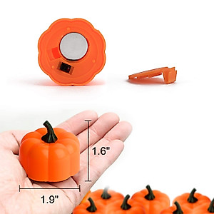 Homemory 24 Pack LED Pumpkin Lights, Halloween Pumpkins Battery Operated, Pumpkin Tea Lights, Light Up Jack O’ Lanterns for Halloween, Orange