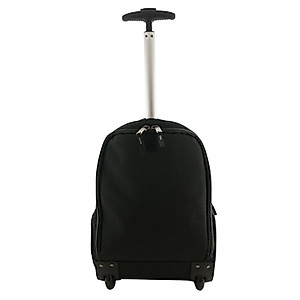 NiceAndGreat Rolling Backpack School Backpacks with Wheels Deluxe Trolley Book Bag Multiple Pockets (Black)