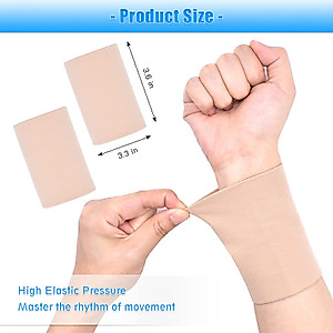 ATENTO 4 PCS Compression Wrist Sleeve | Compression Wrist Brace | Wrist Support Elastic Wristbands Sleeves | Improve and Recovery for Wrist Swelling, Soreness, Tendonitis, Carpal Tunnel and Sprained for Men and Women Sports (Medium, Beige)