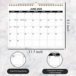 Calendar 2025-2026 - Wall Calendar 2025-26 Runs from June 2025 to December 2026, 19 Months Calendar with Thick Paper for Planning at Home or Office, 8.5 x 11 Inch, Black