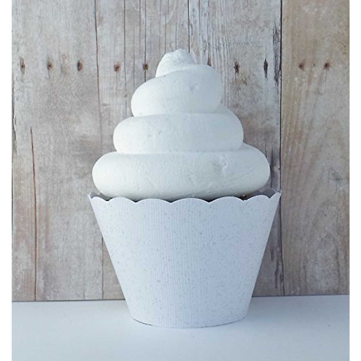 White Glitter Cupcake Wrappers Mini Dessert Holders Birthday Party Decorations Set of 12