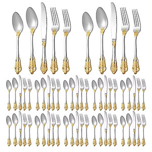 ELiTA ESSENTIALS Luxury 30 Pcs Silverware Set, Royal Flatware Set, Modern 304 Stainless Steel Flatware, Cutlery, Tableware. Serving 6. (Gold & Silver)