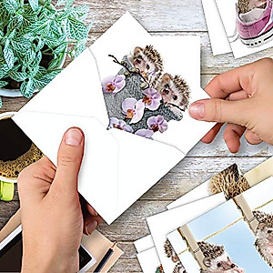 The Best Card Company - 10 Blank Animal Cards Boxed (4 x 5.12 Inch) - Assorted Pets, Zoo, Wildlife Cards for Kids - Cards from the Hedge M6541OCB