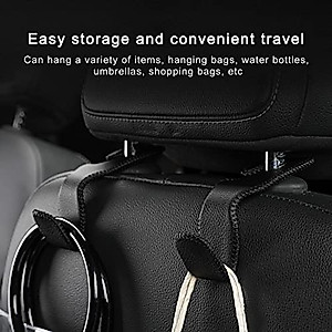 neynavy 2 PCS Car Headrest Hook, Leather Vehicle Back Seat Hanger Auto Seat Hook Hangers Interior Accessories for Purse Coats Umbrellas Grocery Bags Handbag (Black)