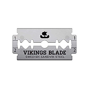 Double Edge Safety Razor Blades, Swedish Steel, 50 Count, by VIKINGS BLADE, Platinum Coated Replacement Razor Blade & Refills, Eco Friendly, Smooth, Close, Clean Shaving Blades, Semi-Aggressive & Safe