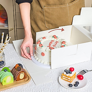 Moretoes 24pcs Cake Boxes, 10x10x5 Inches White Square Bakery Boxes with Window Cajas Pasteles for Cake, Valentine's Day, Pastries, Chocolates, Cookies, Pie, Birthday Party, Wedding, Easter