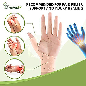 MountainAir Gel Wrist Thumb Brace, 4 PCs - Waterproof Wrist Brace to Fit Left Right Hand - Thumb Support Braces Cool Wrap for Arthritis & Carpal Tunnel Pain Relief – Latex Rubber Thumb Brace