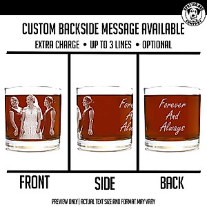 Personalized Etched 11oz Whiskey Glass – Customized Gifts for Men Him, Custom Engraved Photo Picture, Unique Birthday Anniversary Wedding Gift Ideas, Husband Boyfriend Dad Father Brother Son, Photo