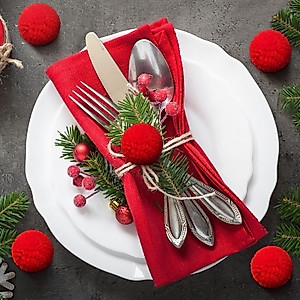 20 Pieces Yarn Pom Poms Christmas Yarn Pom Poms Pom Pom Balls for DIY Handmade Crafts Home Christmas Thanksgiving Party Holiday Hanging Decorations (Red,1.5 Inch)