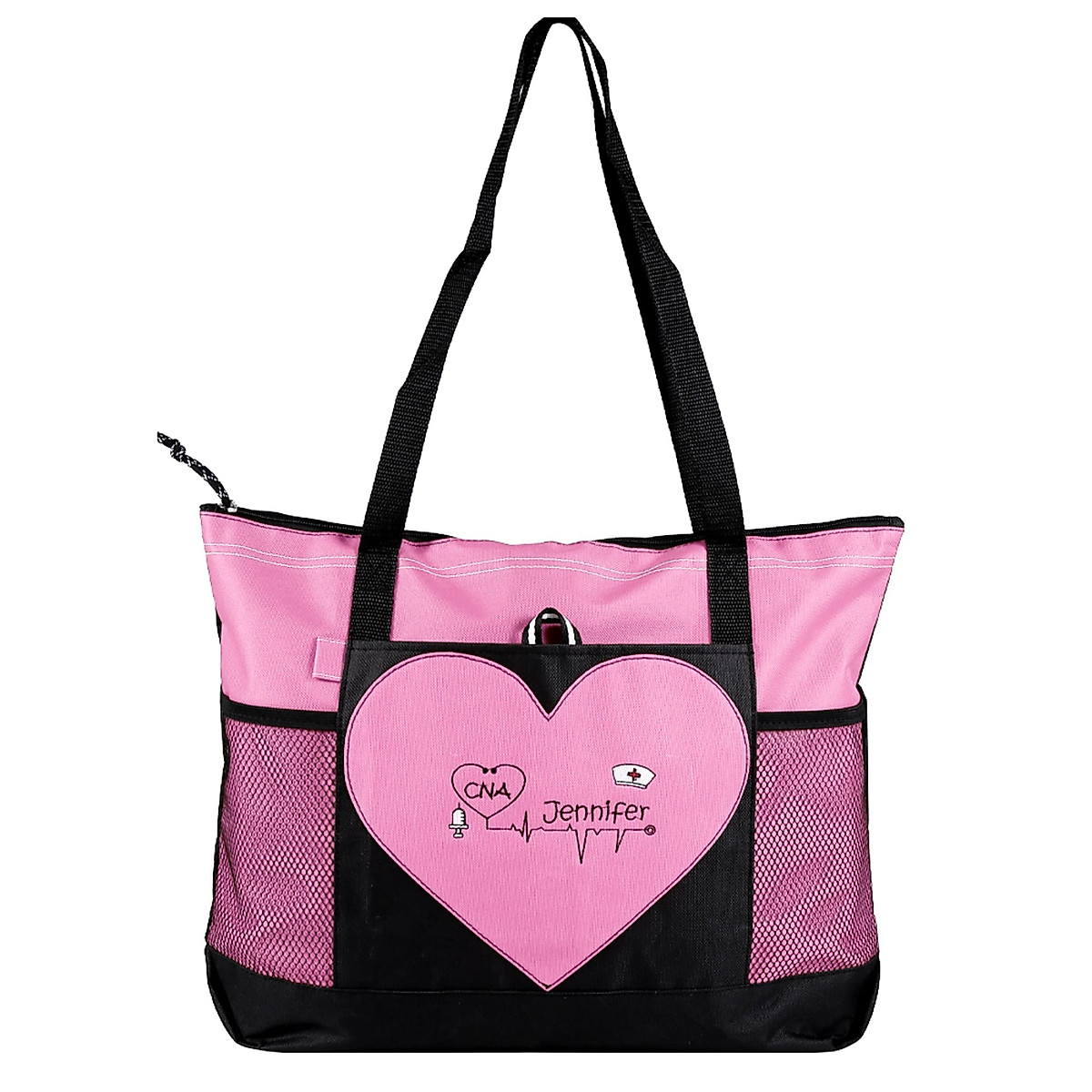 KRFITYA Personalized Nurse Tote Bag, CNA, RN, LPN Custom Heart Stethoscope Initials Gift Embroidered Medical Tote Bag