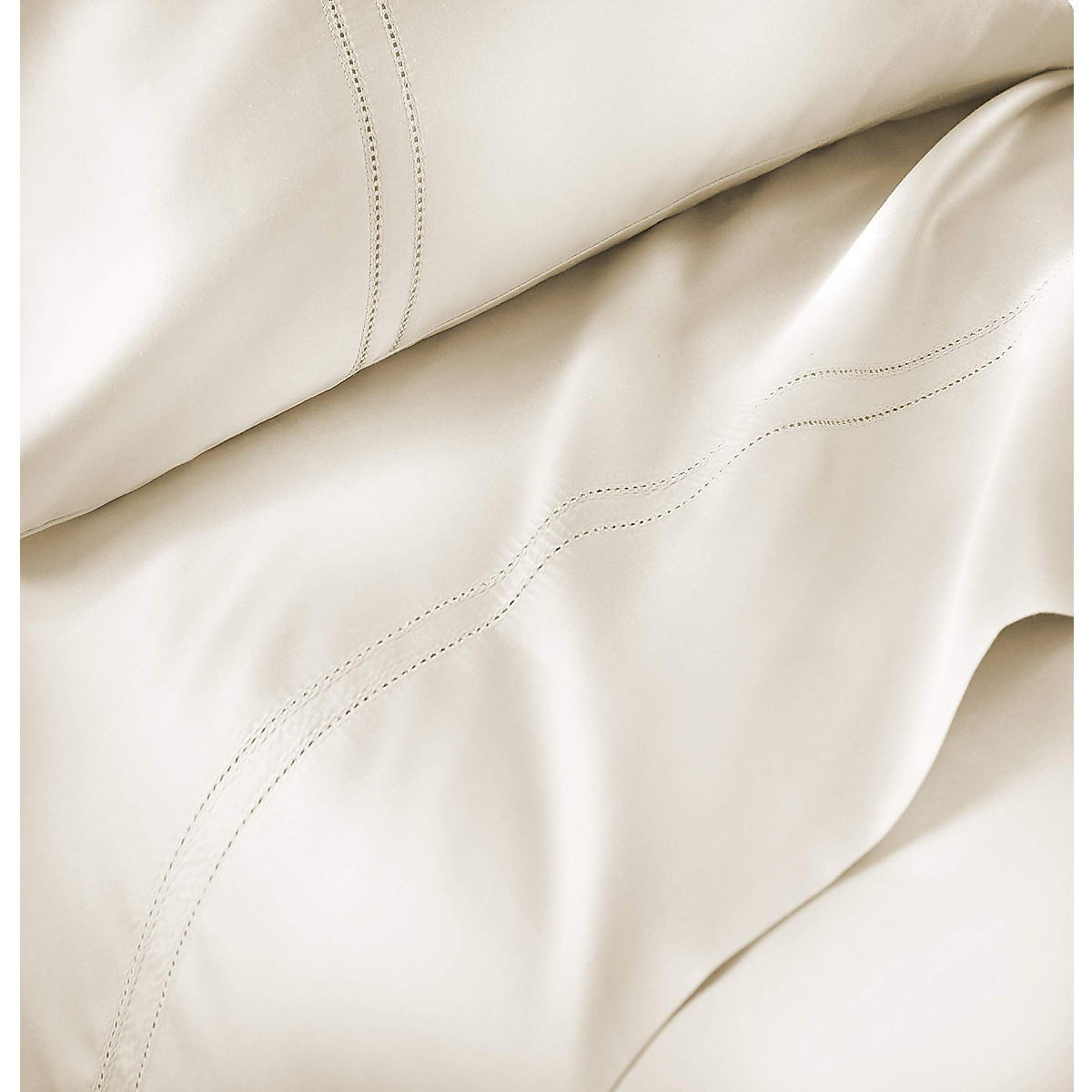 Pure Parima Luxury 100% CEA Certified Egyptian Cotton Sheet Bed Set, Extra-Long Staple, Cool, Breathable, Ultra Comfort, Double Hem-Stitched, Flat, Fitted, and 2 Pillow Cases (Ivory, King)