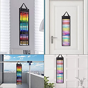 Vinyl Holder with 48 Compartments,Vinyl Roll Holder Gift Wrap Organizer Door Wall Hanging Craft Vinyl Storage Organizer for Vinyl Sheets/Heat Transfer Paper/Wrapping Paper/Design Drawings(Black)