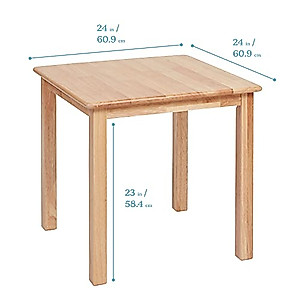 ECR4Kids 24in x 24in Hardwood Table and Chairs, 14in Seat Height, Kids Furniture, Natural, 3-Piece