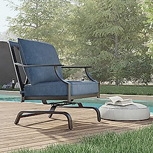 Grand patio Outdoor Patio Seating Chair, Motion Chair, Stationary Rocker, Metal Patio Chair Set of 2,Peacock Blue