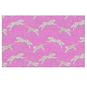 LUVADIAN Trendy Hot Pink Preppy Leopard Door Mat - Pink Welcome Mat, Pink Door Mat Doormat Outdoor Indoor Entrance, Preppy Room Decor Teen Girls, Pink Dorm Decor, 17x30 Inch （Permeable Bottom）