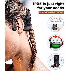 LAKKA Bone Conduction Headphones, Open-Ear Headphones Bluetooth 5.3 Sport Headset with Mic, IPX5 Waterproof Sweatproof Lightweight Wireless Earphone for Running Cycling Driving Workouts, with Earplugs