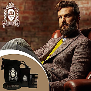 Beard Asylum Premium Black Wood Comb And Brush Set - Best Fathers Day Gift