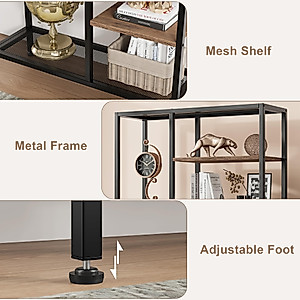 BOTLOG Book Shelf, Tall Bookcase with Storage, 6-Tier Industrial Bookshelf with 2 Wooden Drawers for Home Office and Living Room, Brown