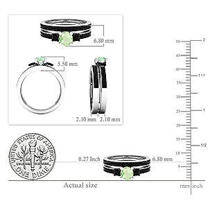 Dazzlingrock Collection 5 mm Round Peridot & Black Diamond 3 Stone Ring Set in 925 Sterling Silver Size 9