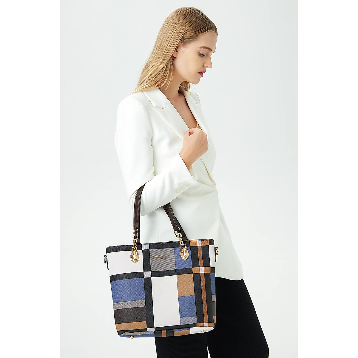 2E-youth Designer Purses and Handbags for Women Satchel Shoulder Bag Tote Top Handle Bag (gezi6-blue)