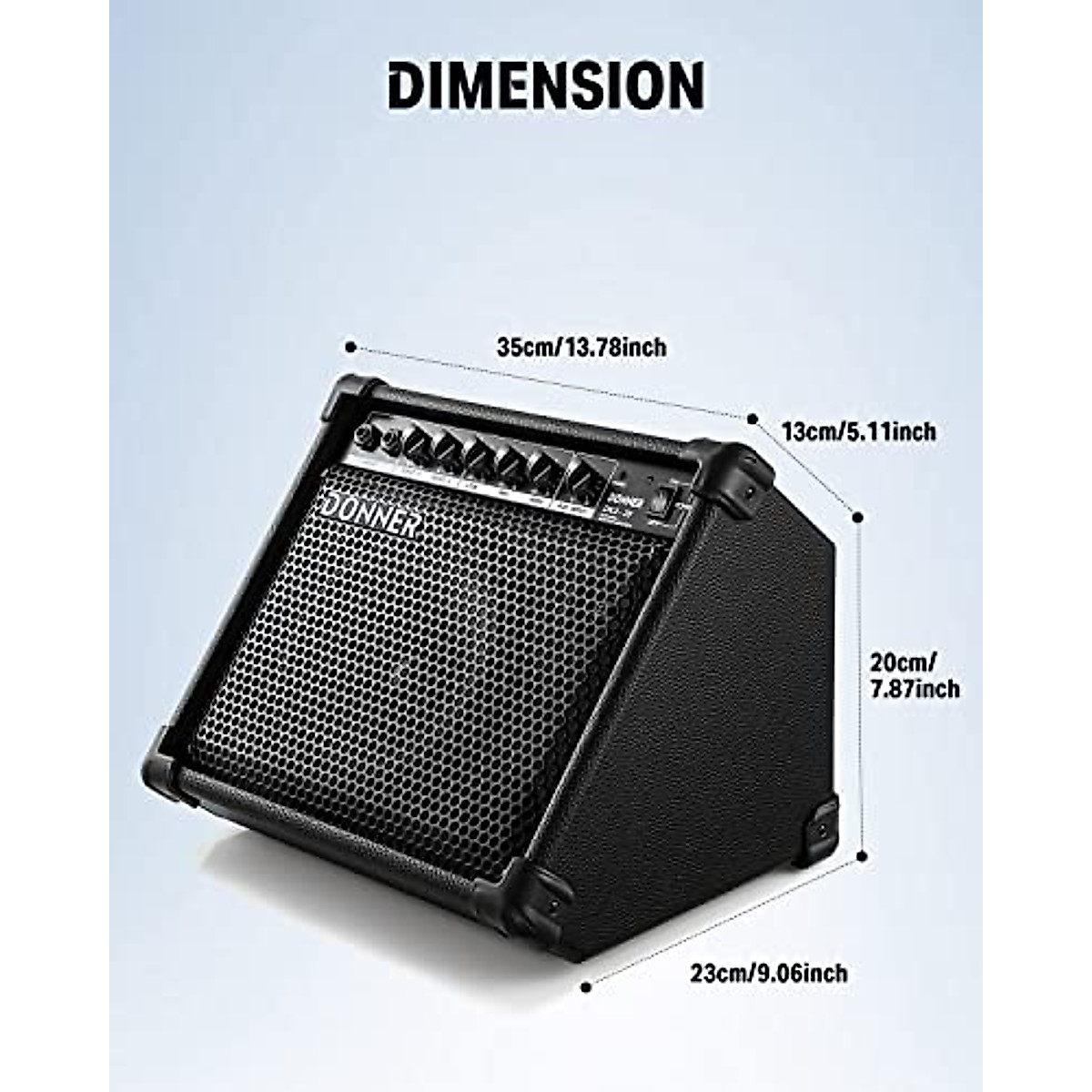 Donner DKA-20 Keyboard Amplifier 20 Watt Keyboard AMP with Aux in and Two Channels, Bass Guitar Amp, Piano Amplifier, Electronic Drum Speaker Support for Microphone Input