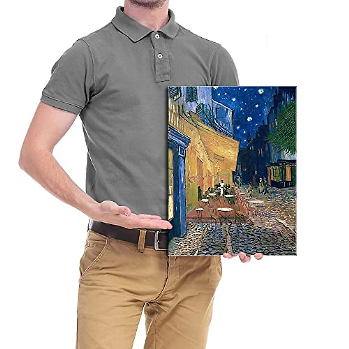 Wieco Art Cafe Terrace at Night Modern Stretched and Framed Giclee Canvas Prints Van Gogh Oil Paintings Reproduction Cityscape Picture on Canvas Wall Art Ready to Hang for Bedroom Kitchen Home Decor