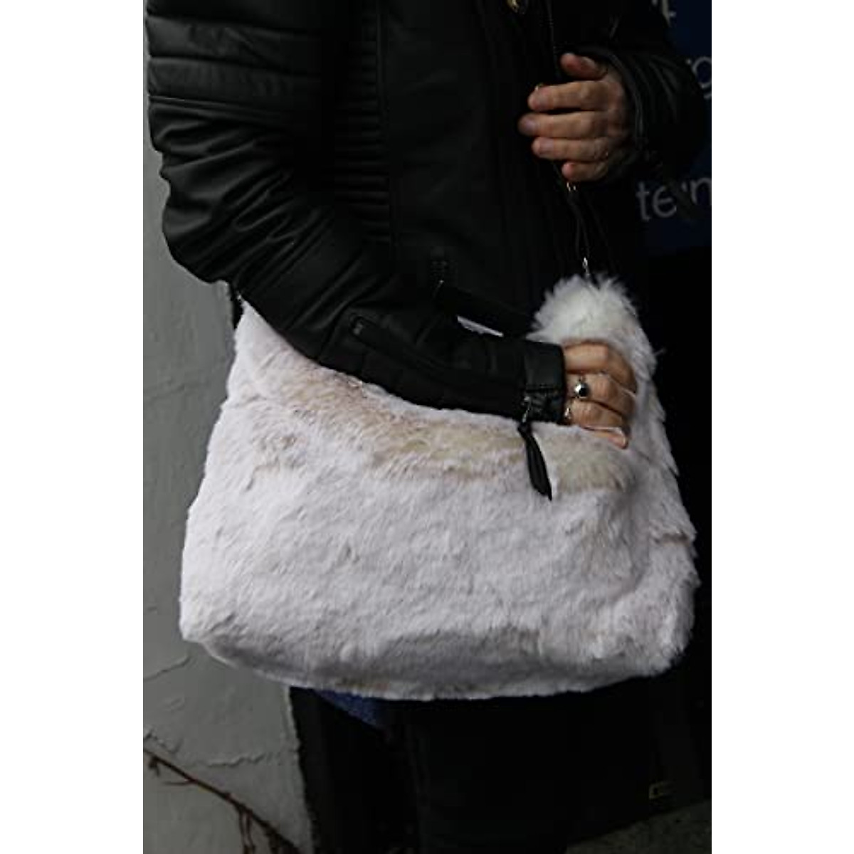 LONI Womens Faux Fur Hobo Crossbody Shoulder Bag Animal Print Handbag