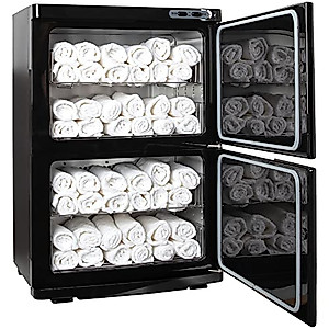 ForPro Expert Double Hot Towel Warmer, 46L Extra Large Capacity, Holds 48 Towels, Rust Resistant Towel Heater with Stainless Steel Racks, 25.5” H x 17.75” W x 11” D, Black