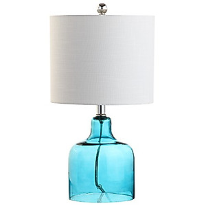 JONATHAN Y JYL1027A Gemma 19" Glass Bell LED Table Lamp, Coastal, Cottage, Transitional, Modern, Office, Living Room, Family Room, Dining Room, Bedroom, Hallway, Foyer, Moroccan Blue