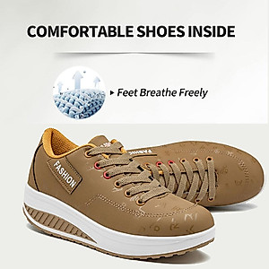 Women's Low Top Casual Walking Platform Wedge Sneakers Stylish Lightweight Sport Shoes Slip on Fashion Comfortable Running Shoes 10 Red, 10.24''Heel to Toe