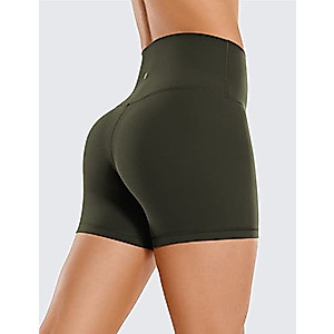 CRZ YOGA Womens ButterLuxe Biker Shorts 6 Inches - High Waisted Workout Running Volleyball Spandex Yoga Shorts Olive Green Medium