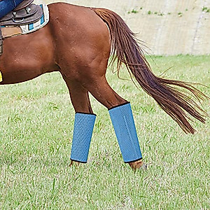Rubor Mesh Fly Boots for Horse, Horse Leggins, Loose Fitting Fly Boots, Reduce Stomping, Horse Boots Leg Wraps Protection Gear Equine Set of 4 - Blue