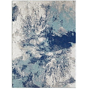 LUXE WEAVERS Abstract Color Splash Modern Blue 5x7 Area Rug