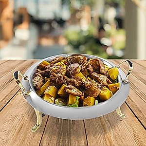 3L/3.17QT Buffet Servers and Warmers, Stainless Steel Circular Chafing Dish Buffet Set with Lid & Chafing Fuel Holder, Catering Buffet Food Warmer for Home Hotels, Buffets, Restaurants