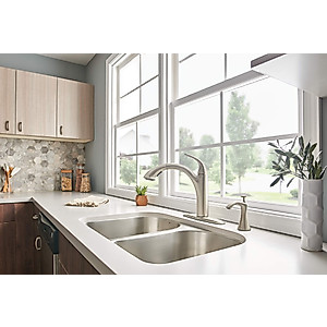 Moen S3946SRS Transitional Deck Mounted Kitchen Soap Dispenser with Above the Sink Refillable Bottle, Spot Resist Stainless