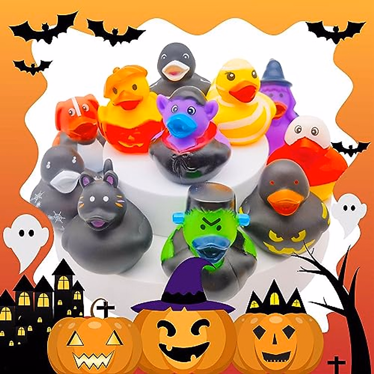 36 Pcs Halloween Rubber Ducks,Baby Showers Accessories Jeep Duckies Bath Toys for Kids Halloween Party Favors,Gift Exchange (Halloween)