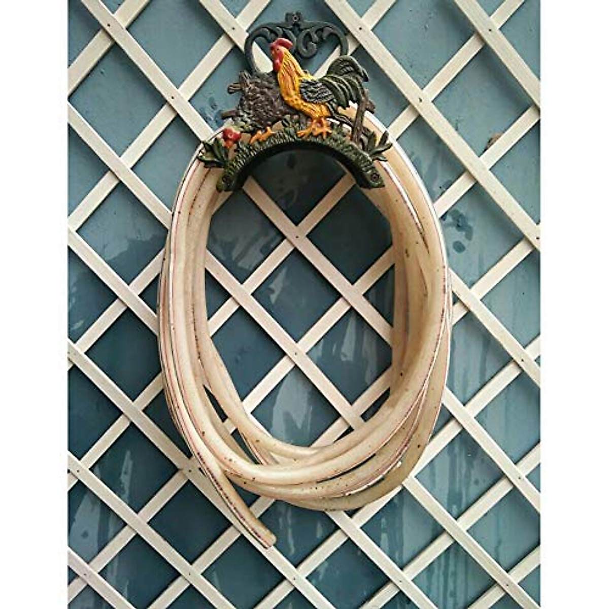 SKipdr Cast Iron Garden Hose Reel Storage Holder Hose Hanger Holder Wall Mounted Rack Decorative Cock