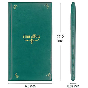 CenterZ 180 Pockets Coin Album, Penny Collecting Book, Souvenir Coins Collection Holder, Ideal for Pressed Pennies Passport, Hobby Coin Collector, Money Specie Display Storage Case (English, Green)