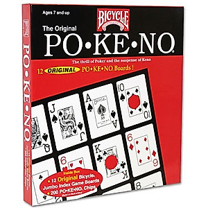 MBGBrybelly Ultimate Poker Keno + Expansion Cards Bundle for 36 Players - 36 Unique Jumbo Index Boards, 600 Chips, and Playing Cards - Family Casino Board Game Night Gift