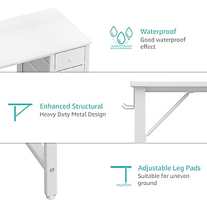 Lufeiya Small White Desk with Fabric Drawers, 40 Inch Kids Girls Teen Cute Study Desk for Bedroom Work, Computer Writing Table Desks with Drawer for Small Spaces Home Office